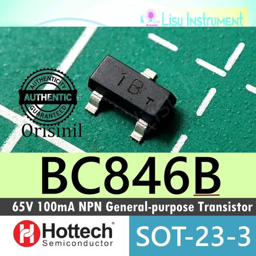 Jual BC846B 65V 100mA NPN Bipolar Transistor BC846 1B SOT-23 Hottech ...
