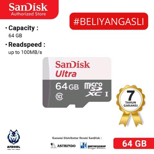 Promo SANDISK ULTRA MEMORY CARD MICRO SD 64 GB 100MBPS ORIGINAL MICROSD ...