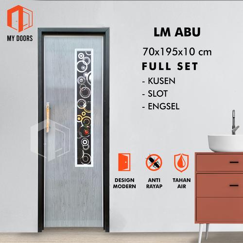 Jual Pintu Kamar mandi PVC + Handle Minimalis Grey Kaca Motif Dan ...