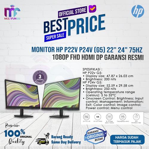 Promo Monitor HP P22v P24v (G5) 22" 24" 75Hz 1080p FHD HDMI DP Garansi ...