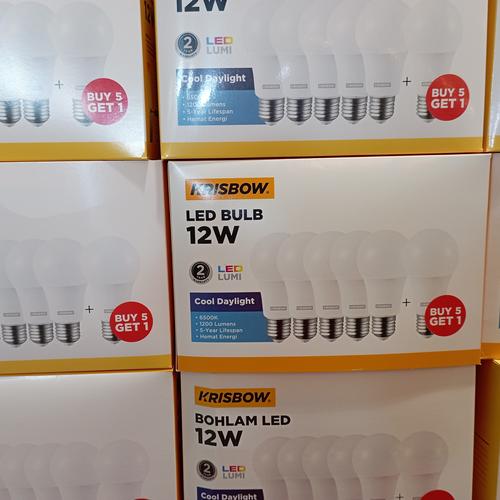 Jual Lampu bohlam led 12 watt krisbow / krisbow bulb led / bohlam isi 6 pcs - coolday/putih ...