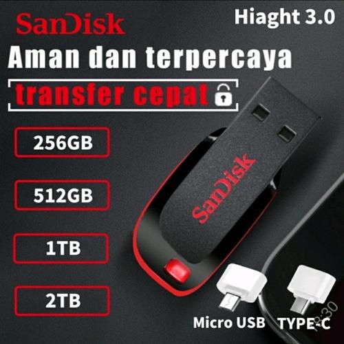 Jual Original Flashdisk USB 3.0 High Speed 256GB 512GB 1TB 2TB Free OTG ...