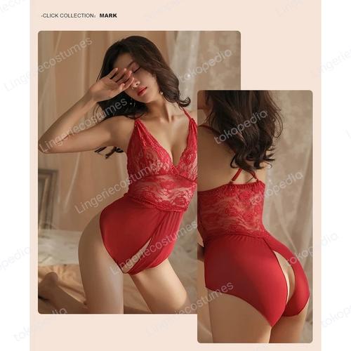 Jual Lingerie Sexy transparan Open Crotch Renda Bodysuit import - Putih - Jakarta Utara ...