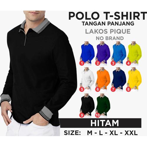Jual Kaos polo shirt lengan panjang | kaos kerah pria | kaos seragam polos - navy blue, XL ...