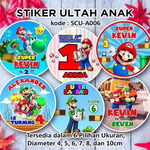 Jual STIKER ULANG TAHUN ANAK SUPER MARIO BIRTHDAY STICKER MARIO LUIGI PEACH - SCU-A006-3, 10cm ...