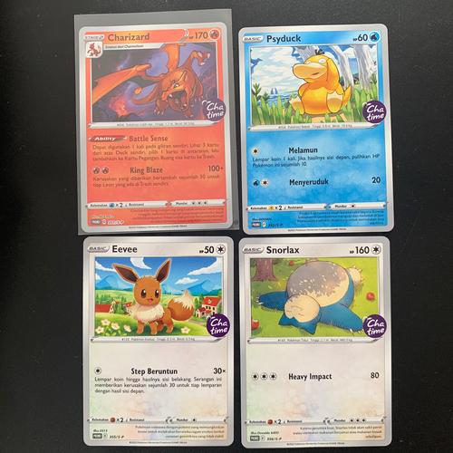 Jual kartu pokemon chatime promo 4 kartu charizard psyduck snorlax ...
