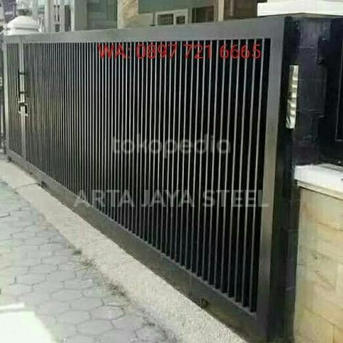 Jual Pintu Pagar Sliding Besi Hollow Hitam /M2 - Kab. Bekasi - oxva ...