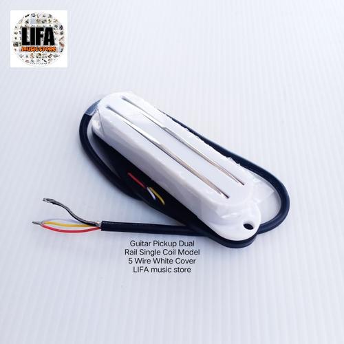 Jual Guitar Pickup Dual Rail Single Coil Model 5 Wire White Cover - Kab ...