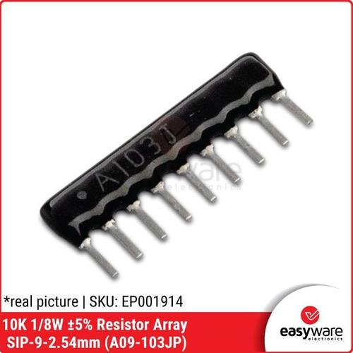 Jual Resistor Array 9P 10K 1/8W 5% A103J Resistor Aray Network 2.54mm 9 ...