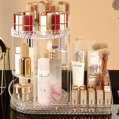Jual Rak Organizer Acrylic Make up / kosmetik Bentuk L putar 360 ...
