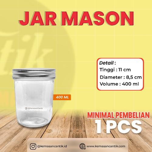 Jual (1 PCS) Botol Jar Toples Kaca Mason Jar 250 400 ml - 250 ml - Kota ...