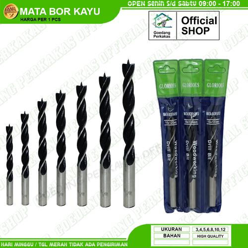 Jual Mata Bor Kayu Glorious Pelubang Ukuran 3MM 4MM 5MM 6MM 8MM 10MM ...