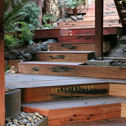 Jual Rustic Decking Stepping Lantai Tangga Kayu bekas Bamtalan Rel ...