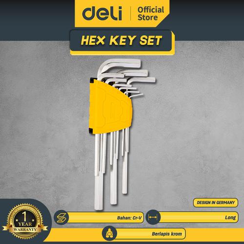 Promo Deli Hex Key Set / Set Kunci L 9Pcs Long Ujung Rata Cr-V EDL3590 ...