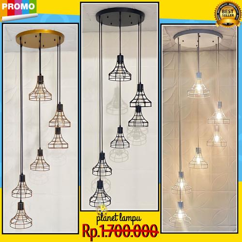 Jual Lampu gantung minimalis retro putih hitam gold besi minimalis ...