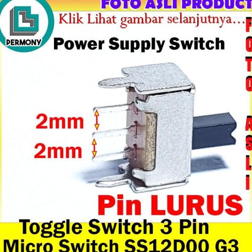 Jual SS12D00 G3 Saklar Geser Toggle Switch 3 Pin Micro spdt - Bengkok ...