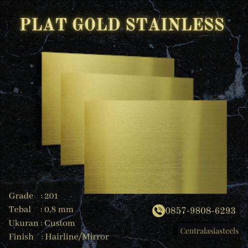 Jual Plat Stainless Steel Warna GOLD 0.8 mm POTONGAN PerCM - Hairline ...