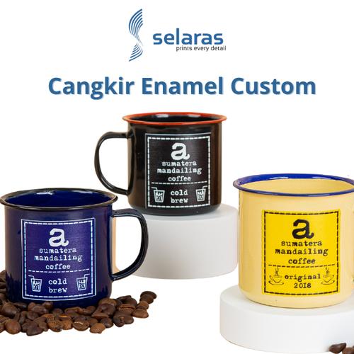 Jual Enamel Custom Cangkir Mug Enamel Selaras Printing - Cream ...