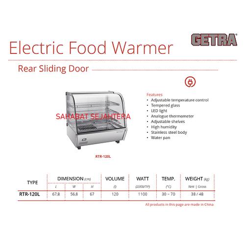Jual Electric Food Warmer GETRA RTR 120L Kabinet Penghangat Makanan ...