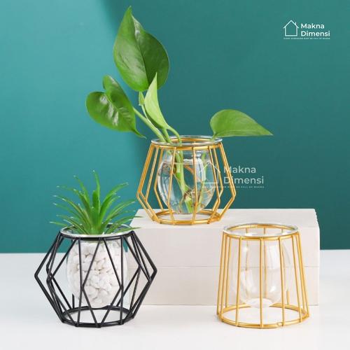 Jual Vas bunga nordic dekorasi meja vas hidroponik besi gold hydroponic ...