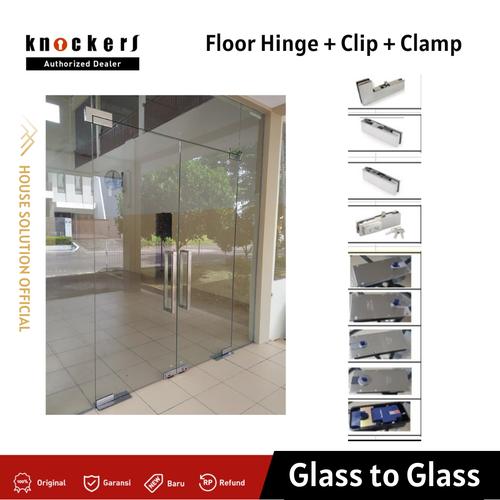 Jual Glass to Glass Floor Hinge + Curved Clip + Locking Clip + Clamp ...