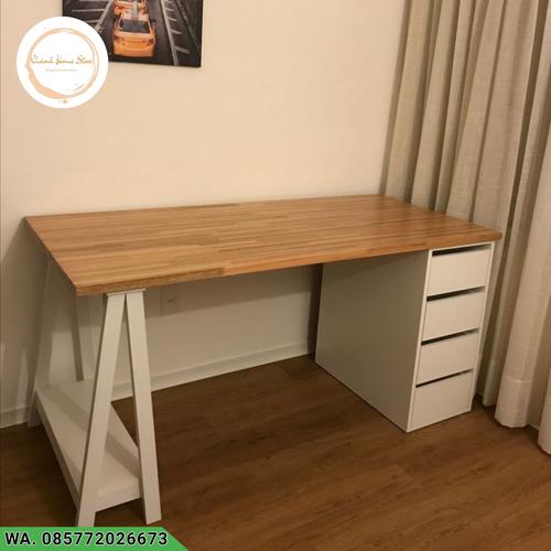 Jual meja kerja komputer laptop minimalis meja kantor kayu jati - Kab ...