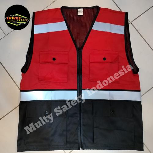 Jual Rompi Safety Bahan Drill Kombinasi Warna Merah Hitam/Rompi Safety ...