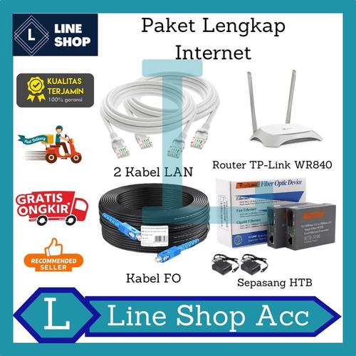 Jual Paket Lengkap Cable Fiber Optic 100 Meter Converter HTB + LAN ...