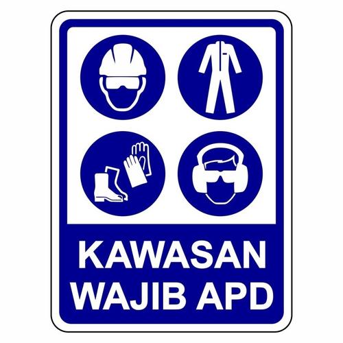 Jual Sign Stiker Kawasan Wajib APD K3 Safety Ukuran 20x40cm Sign Rambu ...
