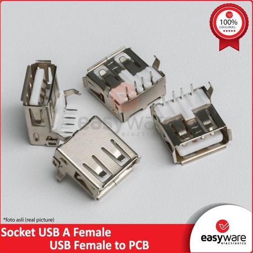 Jual Socket USB A Female Jack Port Socket Connector - USB A PCB 4 Pin ...