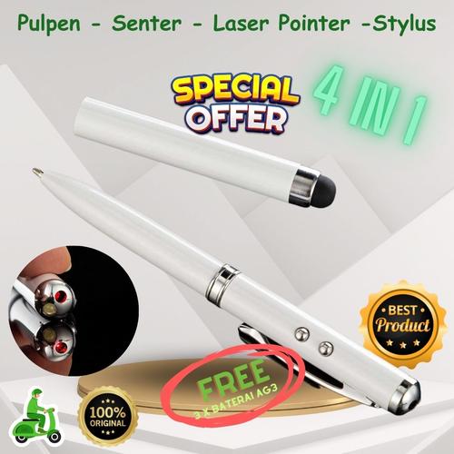 Jual Pulpen Senter Laser Pointer Stylus 4 In 1 Multifungsi Desain ...