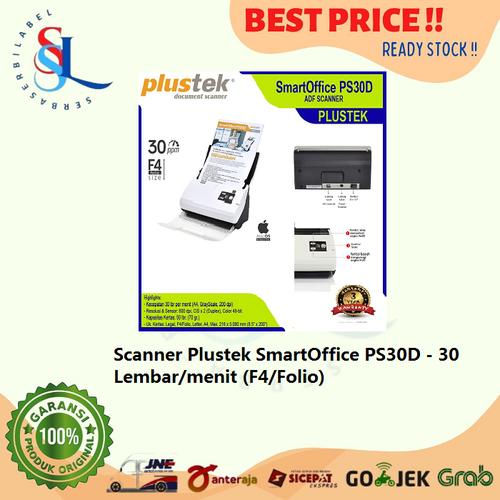 Jual Scanner Plustek SmartOffice PS30D - 30 Lembar/menit (F4/Folio ...