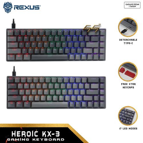 Promo Rexus Heroic KX3 KX-3 Keyboard Gaming Mechanical RGB - Abu-abu ...