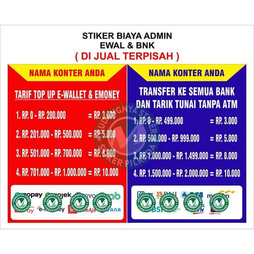 Jual STIKER VINYL BIAYA ADMIN (DIJUAL SATUAN, CUSTOM NAMA KONTER) - E ...