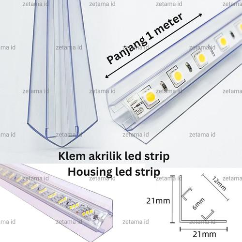 Jual Klem Led Strip Housing Lampu Selang/Led Strip Akrilik Cover Led 1 ...