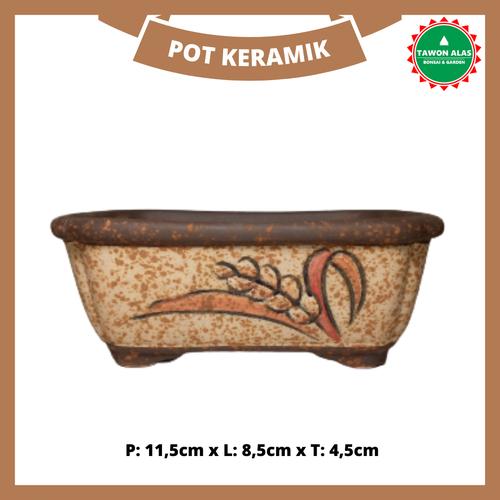 Jual Pot Bonsai Keramik Segi Empat Persegi Panjang Kecil Mame Mini no Semen - COKELAT - Kab ...