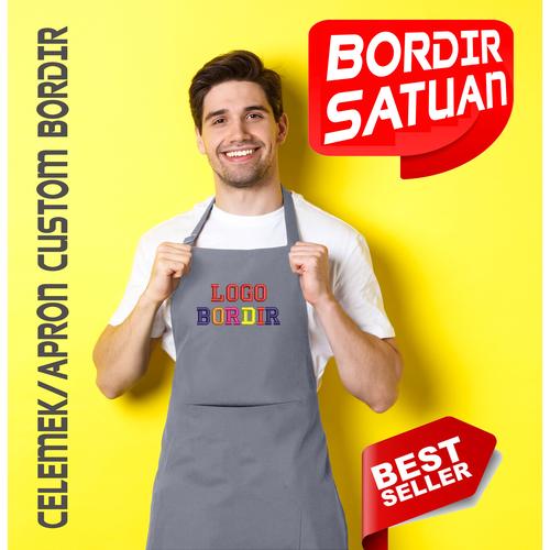 Jual CELEMEK BORDIR LOGO CUSTOM APRON RESTORAN KOKI MASAK LAUNDRY WARNA - Biru Muda - Kab. Bogor ...