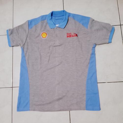 Jual Baju Polo Kaos Mekanik abu abu oli Shell Helix Size L - Kab ...