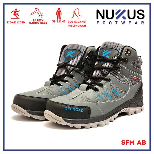 Jual Sepatu Safety High Boots Kerja Pria Sepatu Ujung Besi Abu - SFM AB ...