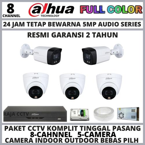 Promo PAKET CCTV DAHUA 5MP COLORVU COLORFUL 8 CHANNEL 5 CAMERA TURBO HD ...