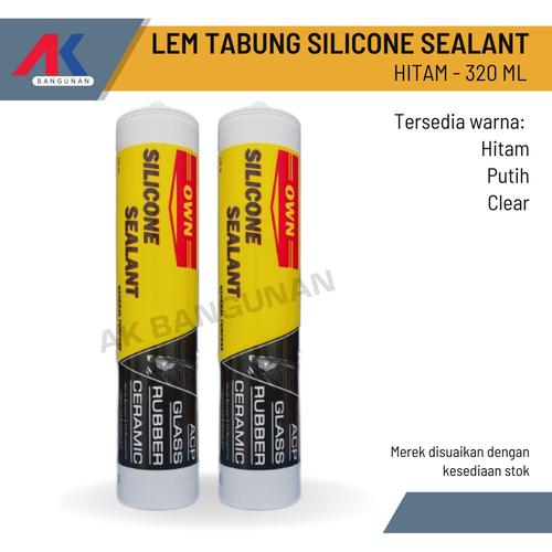 Jual Lem Tabung Silicone Sealant Owner Hitam 320 ML / Lem Silikon Kaca ...