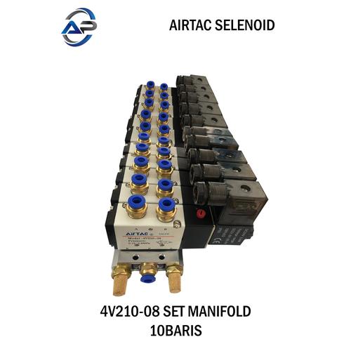 Jual Solenoid Valve Airtac 4V210-08 set Manifold dan Nepel - 7 BARIS, SELANG 8MM - Jakarta Barat ...