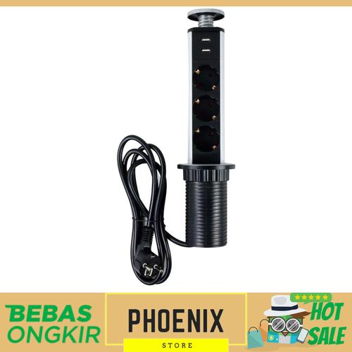 Jual Stop Kontak Tanam Meja Pop Up 3 Electric Plug Socket with USB Port ...