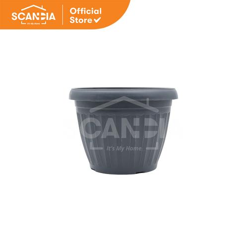 Promo SCANDIA Pot Tanaman Taman Round Planter Pot 16 x 11 Cm Grey ...