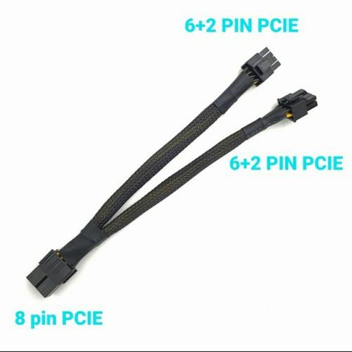 Jual PCIE 8 PIN TO DUAL 6+2 PIN PCIE VGA GPU SPLITTER CABLE KABEL POWER ...