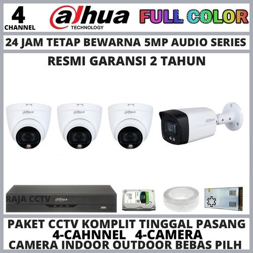 Promo PAKET CCTV DAHUA 5MP COLORVU COLORFUL 4 CHANNEL 4 CAMERA TURBO HD ...