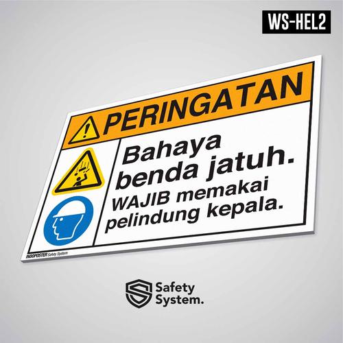 Jual Safety Sign K3 PVC ANSI Bahaya Benda Jatuh Wajib Memakai Helm - XS - Kab. Bandung - Safety ...