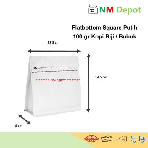 Jual FLAT BOTTOM XS Putih Doff Square packaging kemasan Zipper kopi 100 ...