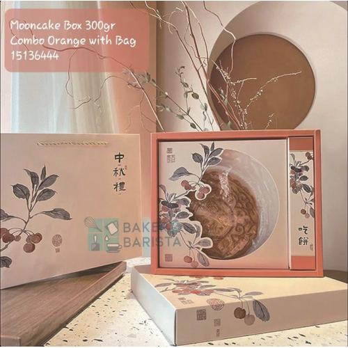 Jual Mooncake box 300gr combo orange include paper bag set kotak ...