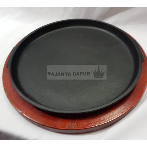 Jual Hot plate steak plus nampan kayu - hotplate bulat kecil steak ...